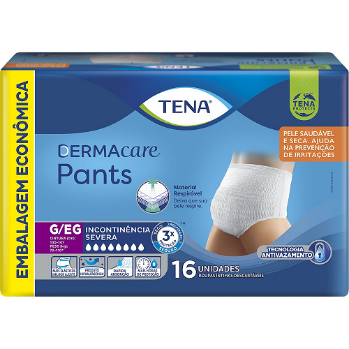 Roupa Intima Tena Pants Dermacare – G/EG – 16 Unidades – Mundo Geriátrico